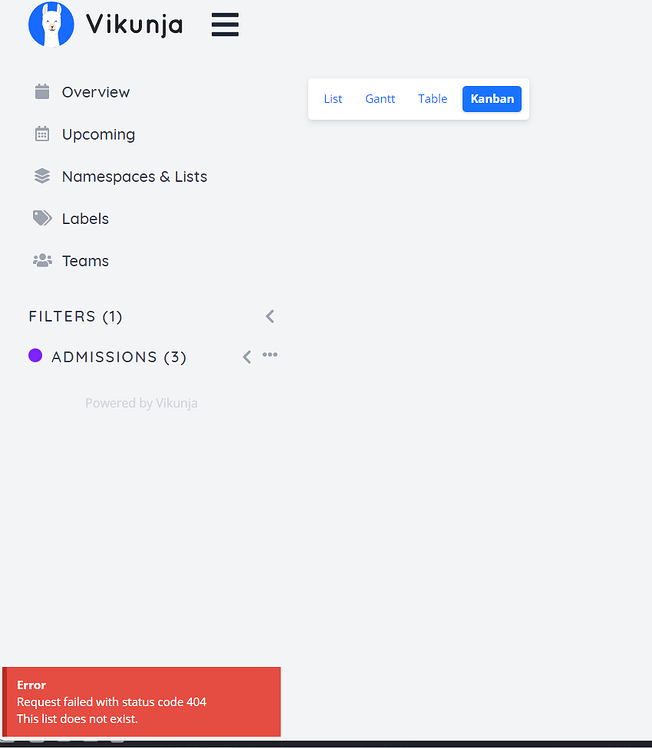 Unable to display the Kanban board for filters across multiple lists - Bug - Vikunja Community